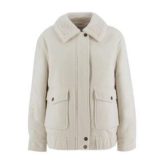Ermanno Scervino Femme, Vestes, Beige, Taille: 36 FR Veste &Eacute;l&eacute;gante avec Logo Brod&eacute; et Poches