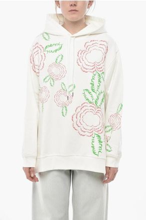Marni Brushed Cotton Hoodie POPPY FLOWERS size 40