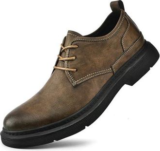 Generic Chaussures Oxford confortables à lacets en cuir pour homme - Bout rond - Antidérapantes - Style décontracté - Tendance - Pour les affaires, marron, 38