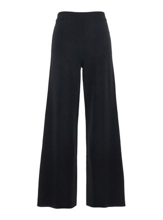 P.A.R.O.S.H. Womens Pants Wide-Leg Pull-On Black Viscose Trousers