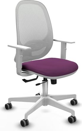 Piqueras y Crespo Cilanco B&uuml;rostuhl mit wei&szlig;en Armlehnen, ausgestattet mit Syncro/Traslack und Schneideschaum, 65 mm Rollen, Parkett, Wei&szlig;/Violett