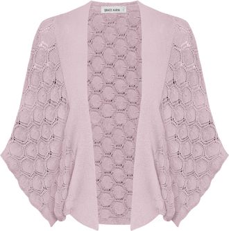 Grace Karin Damen Vorn öffnen Bolerojacke Basic Fledermaus Casual Top Cardigan Bolero Rosa-violett M