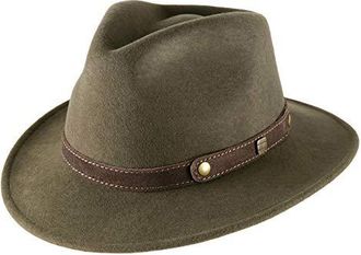 Classic Italy Chapeau Fedora Pliable, imperméable, Large Bord, Homme ou Femme Classic Traveller II - Taille 54 cm - Olive