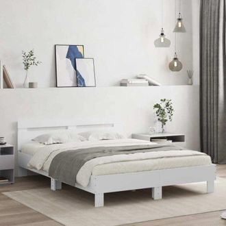 vidaXL Cadre de lit avec t&ecirc;te de lit et led blanc 140x190 cm