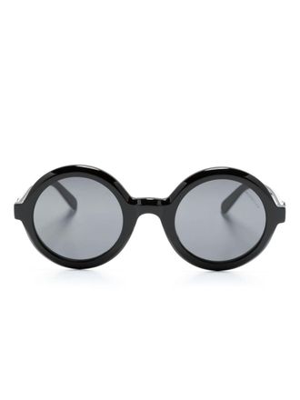 Moncler Sonnenbrille mit rundem Gestell - Schwarz