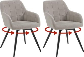 Woltu 2er Set drehbare Esszimmerst&uuml;hle, Samt gepolsterte ergonomische Esszimmert&uuml;hle mit Metallbeinen,Esszimmert&uuml;hle mit R&uuml;cken- und Armlehnen, f&uuml;r K&uuml;che, W