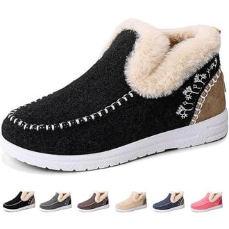 Generic Bottes orthop&eacute;diques en polaire &agrave; enfiler pour femme, chaussures dhiver doubl&eacute;es de fourrure avec soutien de la vo&ucirc;te plantaire, bout rond, antid&eacute;rapa