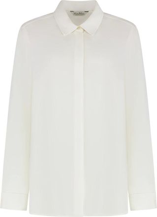Max Mara Femme, Blouses et Chemises, Blanc, Taille: 36 FR Chemise Cr&ecirc;pe Euforia avec Ourlet Arrondi