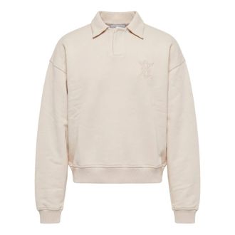 Daily Paper Clothing Oversized Shield Polo Pullover - - Sweatshirts & Hoodies - Herren - Beige - S