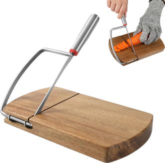 Generic K&auml;sebrett Mit Schneidemaschine,K&auml;se Schneidebrett Mit Drahtschneider,K&auml;seschneider f&uuml;r Blockk&ouml;der 9,2x8,4 Zoll - Multifunktionaler Hartholz Tr&uuml;ffelsch