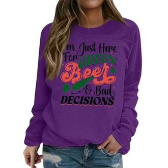 Generic T-shirt de la Saint-Patrick pour femme - Pull graphique tr&egrave;fle porte-bonheur - Chemise de la Saint-Patrick - Tenue de tr&egrave;fle irlandais porte-bonheur -