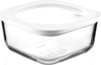 Guzzini Kitchen Active Design, STORE&MORE GLASS, Dicht schliessender Glasbehälter für Kühlschrank/Gefrierschrank/Mikrowelle (L) - Transparent, 19,5 x 19,5 x h