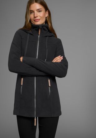Polarino Fleecejacke POLARINO, Damen, Gr. 42, schwarz, Fleece, Obermaterial: 100% Polyester, unifarben, angesetztes B&uuml;ndchen mit Daumenl&ouml;chern, Jacken Fleeceja
