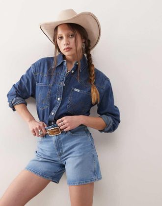 Wrangler Short en jean 5 pouces style cowboy - Bleu indigo