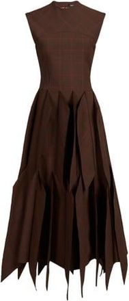 A.W.A.K.E. Robe midi sans manches &agrave; carreaux en laine m&eacute;lang&eacute;e