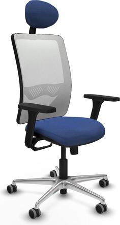 Piqueras y Crespo B&uuml;rostuhl Zulema mit 3D-Armen, h&ouml;henverstellbarer Lendenwirbelst&uuml;tze und festem Kopfteil, ausgestattet mit 3 Positionen und Schneidschaum, Wei&szlig;/Marine