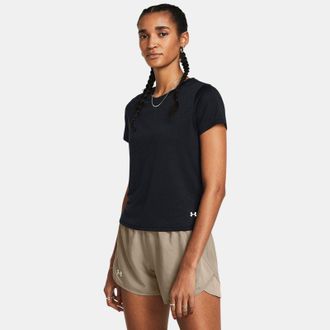 Under Armour Launch Kurzarm-Oberteil für Damen Schwarz / Reflektierend XL