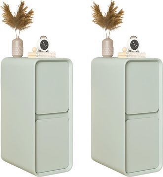 Generic Moderner Rosa Nachttisch Mit Kunstlederoberfläche Und Schublade Aus Massivholz for Schlafzimmer, Wohnzimmer, Hotelgebrauch, 12 X 16 X 20(Mint Green - 