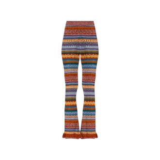 Etro Gestreifte Strickhose aus Baumwolle mit Schlag und Lochmuster - - Trousers - Damen - Mehrfarbig - 2XS