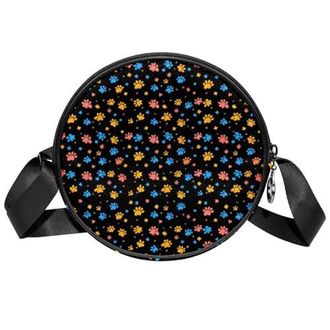 Generic Petit sac &agrave; bandouli&egrave;re circulaire pour femme, petit sac &agrave; bandouli&egrave;re avec fermeture &eacute;clair, bretelles r&eacute;glables, sac &agrave; main rond d&eacute;contract&eacute; pour fe