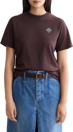 Scotch & Soda Regular Fit T-Shirt mit Brust-Artwork, Chocolate U290, XS