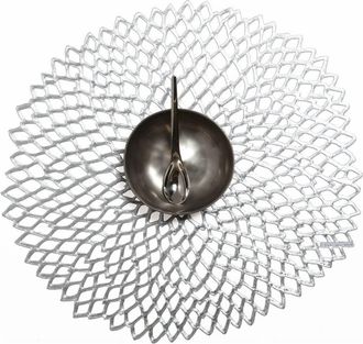Chilewich Tischset Pressed Vinyl Dahlia Round Silver