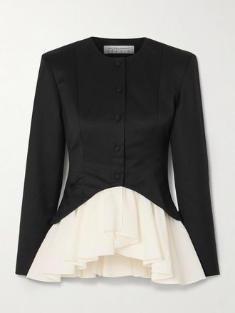 Abadia Blazer Aus Twill Aus Einer Wollmischung Und Cr&ecirc;pe Mit Falten - Schwarz