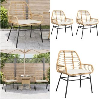 vidaXL Gartenst&uuml;hle 2 Stk. mit Kissen Braun Poly Rattan - Gartenst&uuml;hle - Outdoor M&ouml;bel - Rattan Gartenm&ouml;bel - Gartenm&ouml;bel Set - Balkonm&ouml;bel - Home & Living