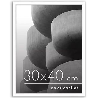 Americanflat Bilderrahmen 30x40 cm aus Kunststoff - schmaler Rahmen 40x30 cm mit Plexi-Scheibe - Fotorahmen mit integrierter Aufh&auml;ngung f&uuml;r Hoch- und Querformat - 