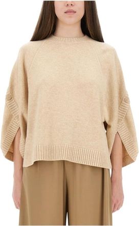Max Mara Femme, Pulls, Beige, Taille: 38 FR Pull en Tricot C&ocirc;tel&eacute; &agrave; Col Montant