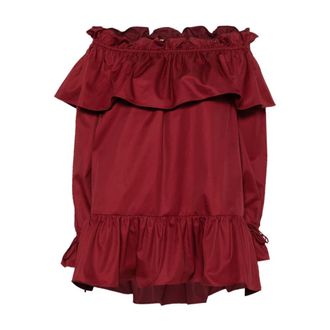 Saint Laurent Off-Shoulder R&uuml;schen Mini Kleid - - Dresses - Damen - Rot - XS