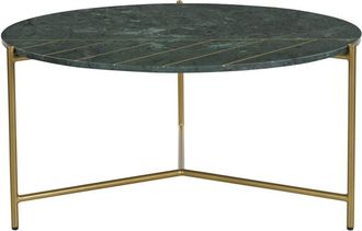 Miliboo Table basse ronde design en marbre vert et laiton D90 cm SILLON