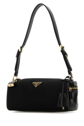 Prada Womens Black Nylon Shoulder Bag Nero Poliammidericiclata-Vitello Borse A Tracolla