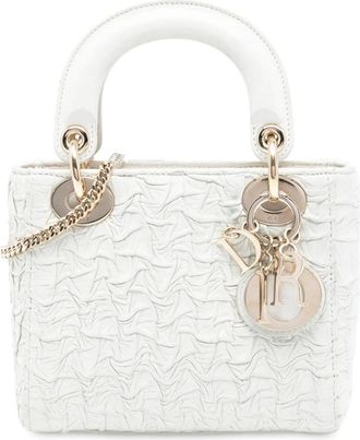 Dior Hobo Bags - Mini Wavy Crinkled Lambskin Lady Dior - Gr. unisize - in Wei&szlig; - f&uuml;r Damen