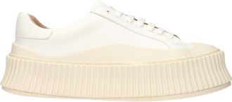 Jil Sander Wei&szlig;e Leder Plateausneaker