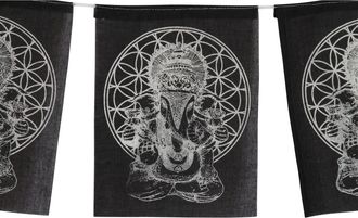 Freak Scene Gebetsfahne - Ganesha - schwarz - ca. 20 x 16 cm
