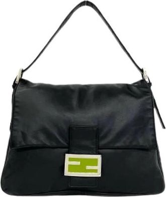 Fendi Pre-owned Mamma Baguette Sac bandouli&egrave;re en cuir - Femme - Pre-owned - Noir - Taille: ONE Size