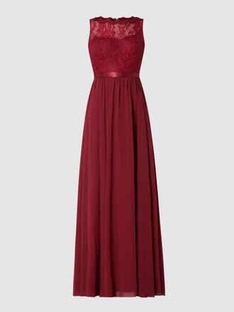 Luxuar Abendkleid mit Oberteil aus floraler Spitze