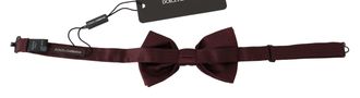 Dolce & Gabbana Mens Silk Polka Dot Adjustable Neck Bow Tie Papillon Brown