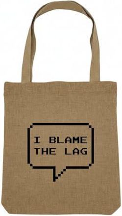 Fabulous Sac Shopping Tote Bag Aspect Lin - I Blame the Lag Jeux Video Online Gaming Arcade Blague Geek 8 Bits Pixel - Sac de Courses Toile Epaisse 360g Beige 