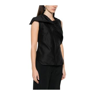 Rick Owens Femme, Tops, Noir, Taille: 36 FR Haut en jersey drap&eacute; Avant-Garde