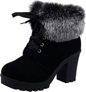 E.SSUE Bottines Pour Femme Talon Mode Automne Hiver Femmes Bottines Bottines &agrave; Clous Femmes Hiver Chaud Chaussures Round Toe Compens&eacute;Es En Cuir Sexy Ankle Bo