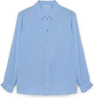 Fiorella Rubino Femme, Blouses et Chemises, Bleu, Taille: 48 FR Chemise en Viscose Lenzing Ecovero