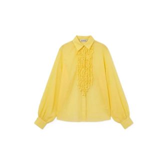 SoSUE Femme, Blouses et Chemises, Jaune, Taille: 36 FR Antonia Slim Ruffle Blouse