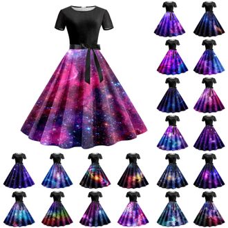 Generic Galaxy Kost&uuml;m Damen Kleider 3D Galaxie Universum Stern Weltraum Grafik Sternenhimmel A Linien Kleid Cocktailkleid Weltall Karneval Kost&uuml;m Festliche Ku