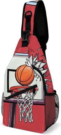 Generic Sacoche Tactique Support de basket rouge L&eacute;ger Sling Sac &agrave; Bandouli&egrave;re Multifonction Sling Sac &agrave; Dos pour Cyclisme Homme Camping