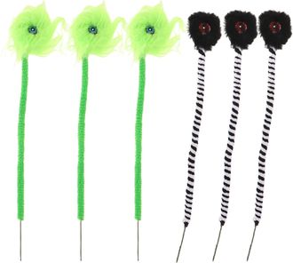 DOITOOL 6 St&uuml;ck gruselige Halloween-Blumenstecker - Pl&uuml;sch-Augapfel-Dekor - Flauschige gestreifte Stiele - DIY-Halloween-Bastelzubeh&ouml;r f&uuml;r Tafelaufs&auml;tze, Kr&auml;n