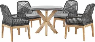 Beliani Gartenm&ouml;bel Set 4-Sitzer OLBIA inkl. Kissen Beton Schwarz
