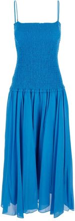 Tory Burch Femme, Robes, Bleu, Taille: 42 FR Robe Longue &agrave; Encolure Carr&eacute;e