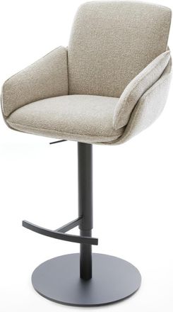 DELIFE Barstuhl Luan-Flex Webstoff Soft Beige Drehfu&szlig; h&ouml;henverstellbar Metall Schwarz, Barst&uuml;hle